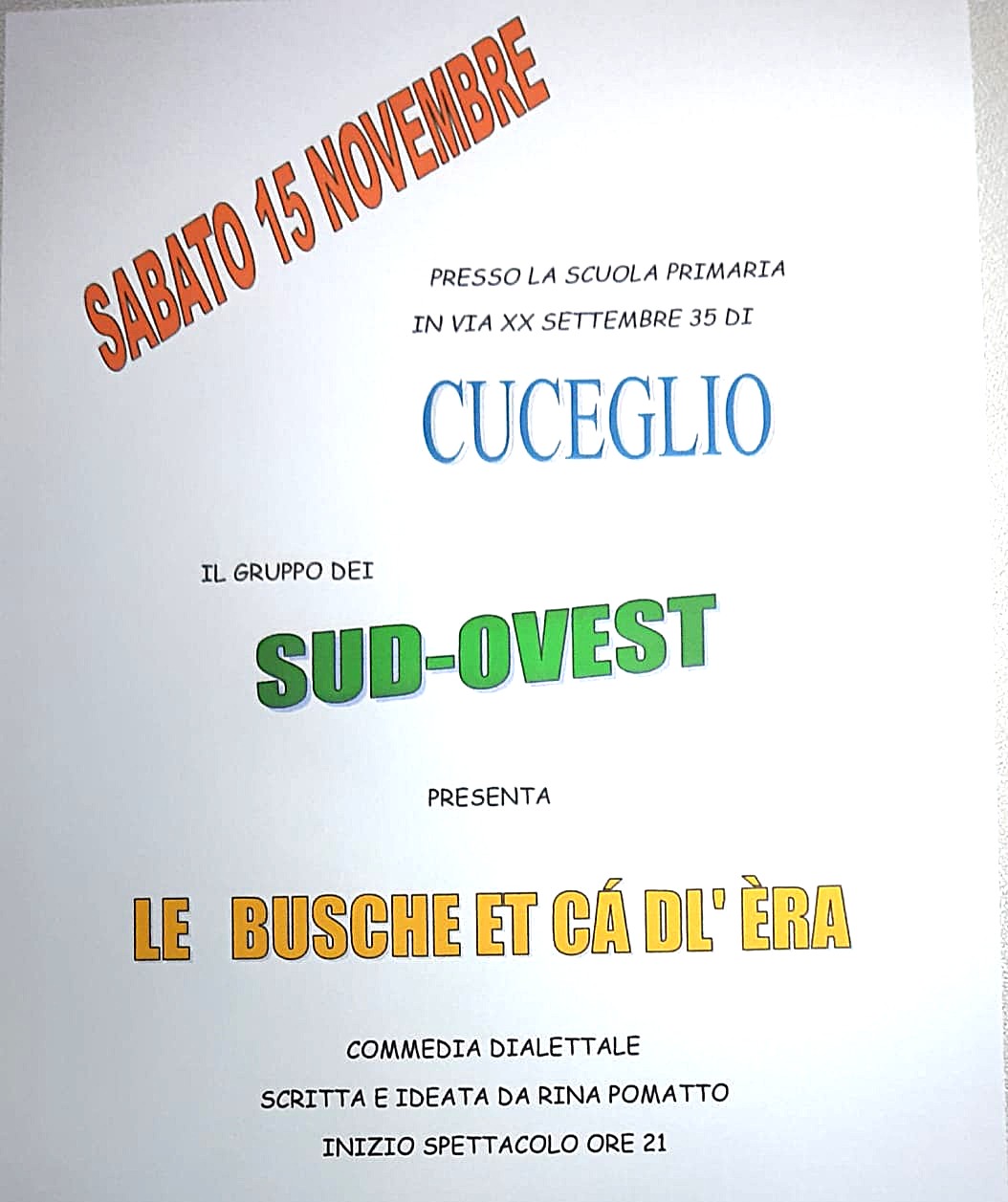 CUCEGLIO - Sabato va in scena "“Le busche et Cà d’èra” - Da non perdere ...